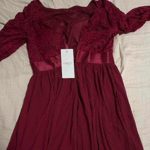 Ever Pretty | Dresses | Everpretty Burgundy Lace Long Dress Vback ...